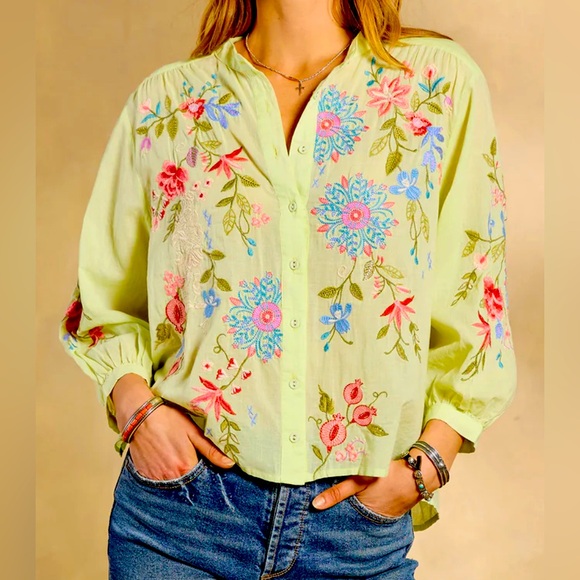Johnny Was | Tops | Johnny Was Shirred Yoke Blouse New With Tags | Poshmark